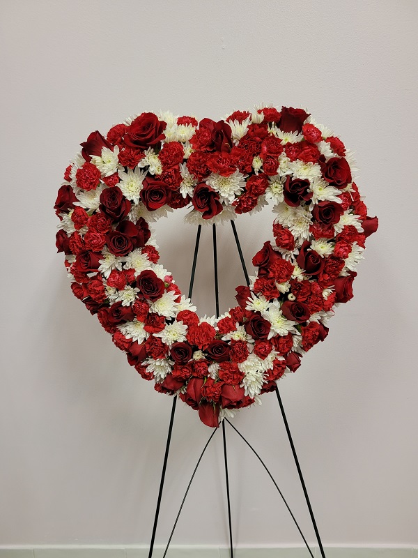 Always Remember Floral Heart Tribute-Red & White Flower Delivery ...