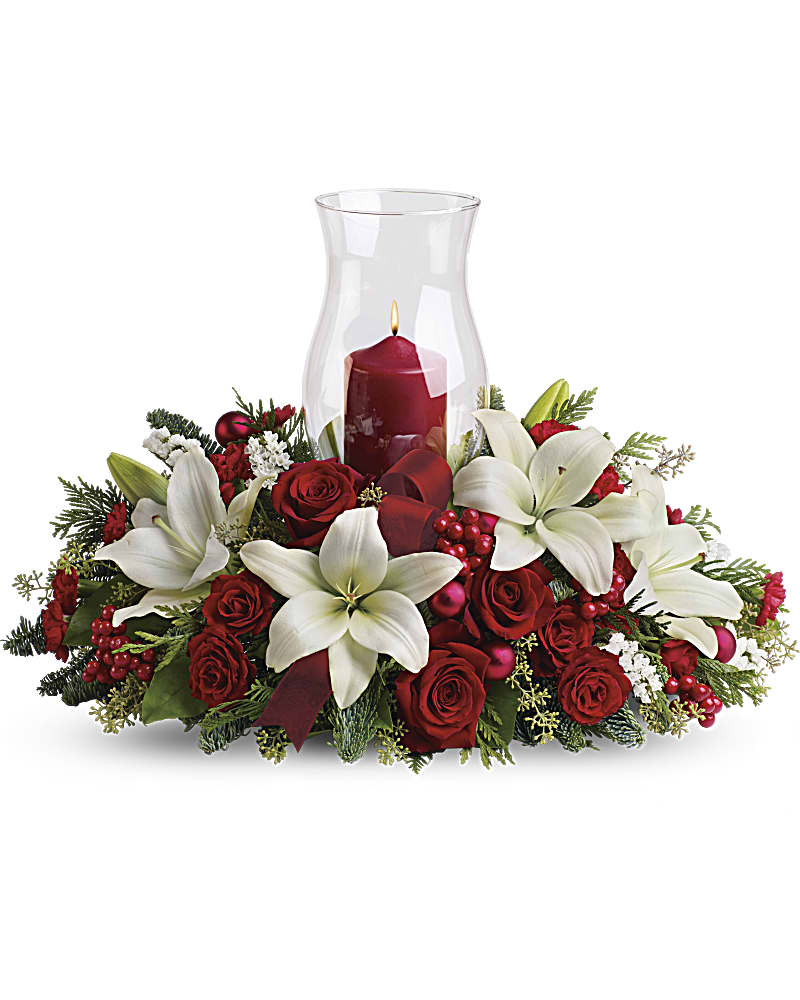 Holiday Glow Centerpiece Flower Arrangement - Teleflora