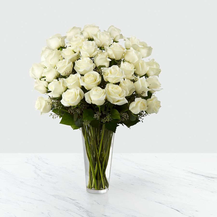The White Rose Bouquet - Vase Included