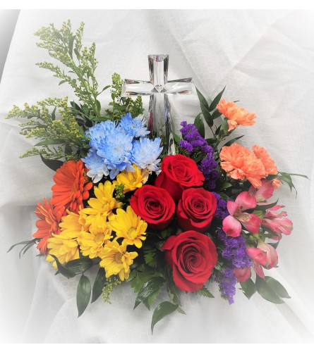 Over the Rainbow Crystal Cross Bouquet - Corunna, ON Florist