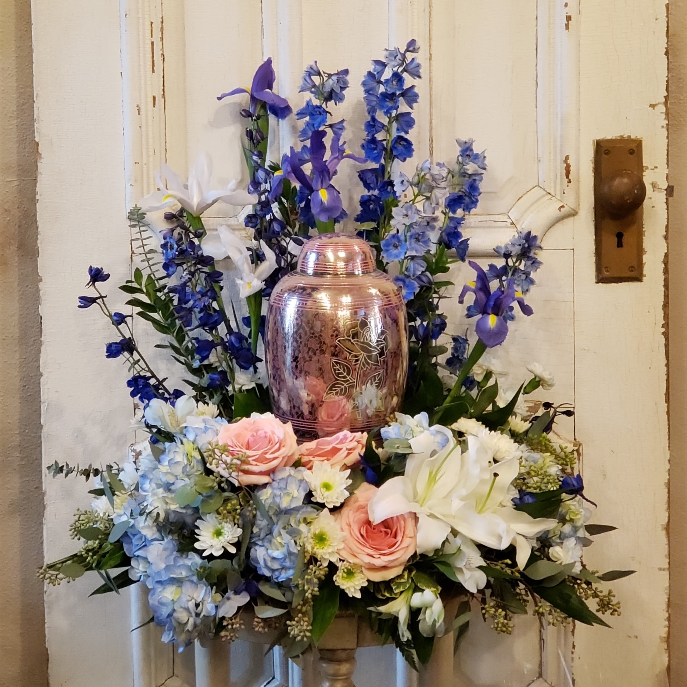 Expressions in Blue Urn Surround in Cambridge, MN | Cambridge Floral