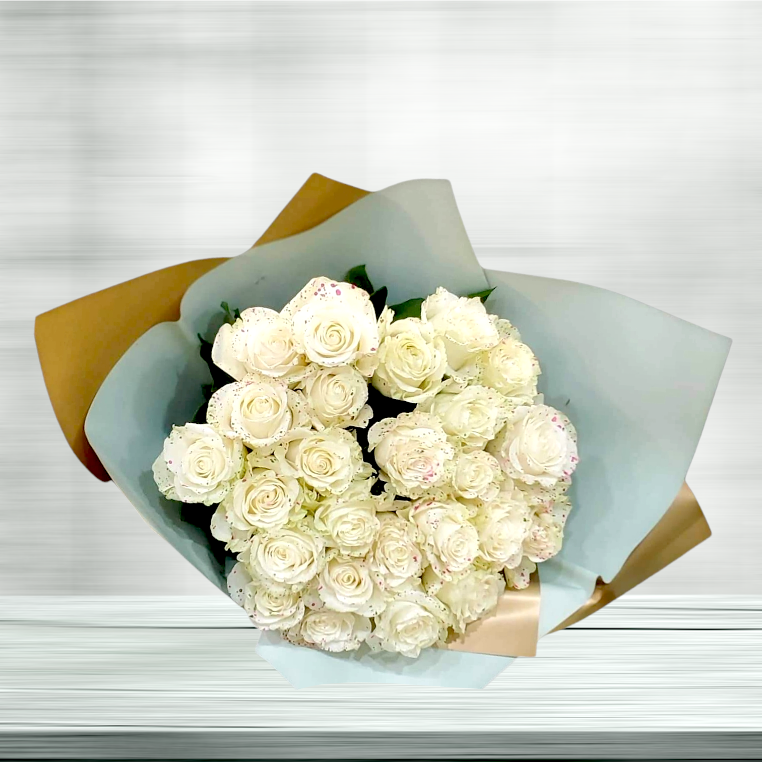 WHITE ROSES BOUQUET WRAP Flower Delivery Las Vegas NV - Vegas Rose Flowers