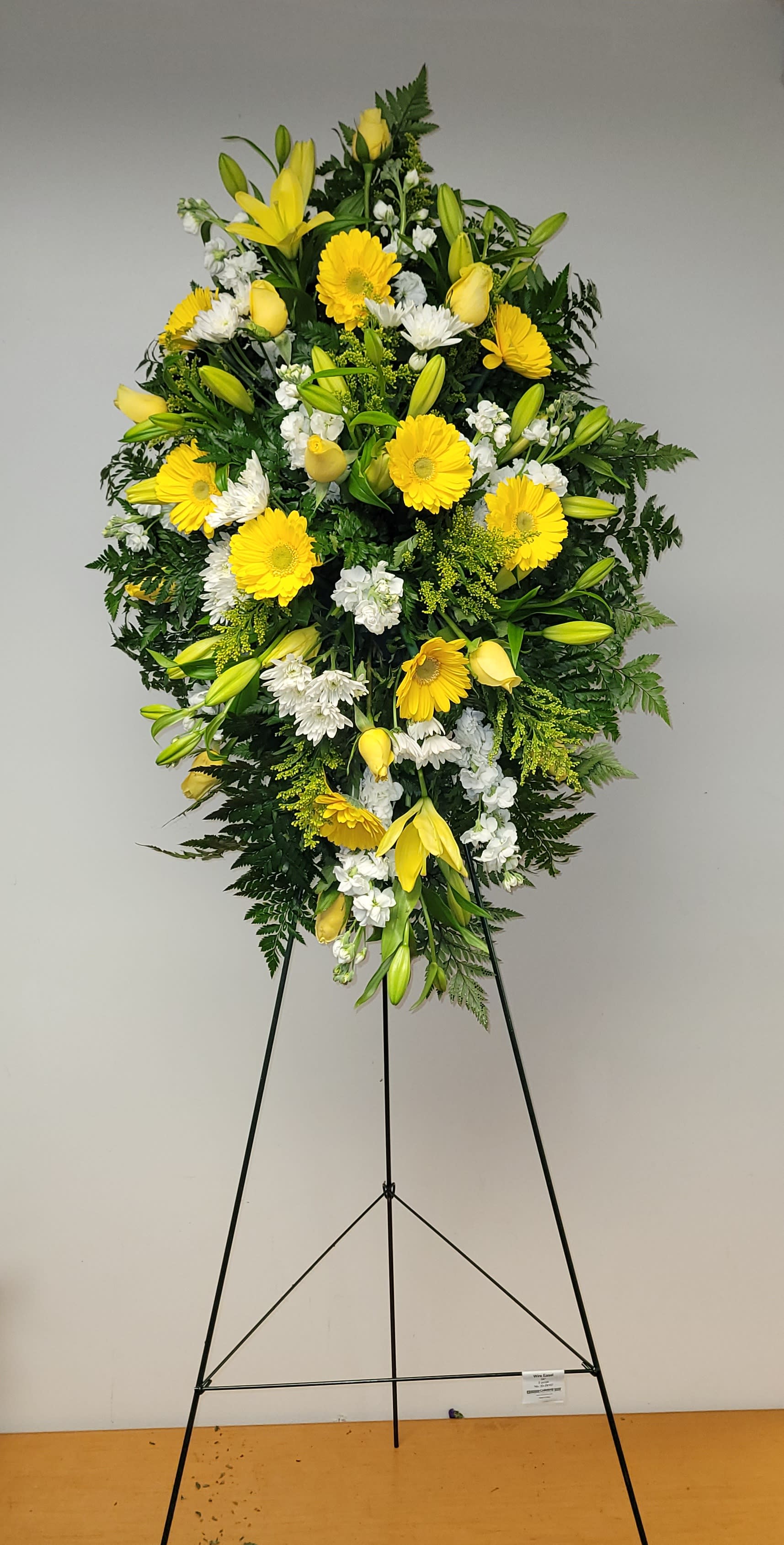 Yellow & White Standing Spray in Greensboro, NC | Flower Queen Inc