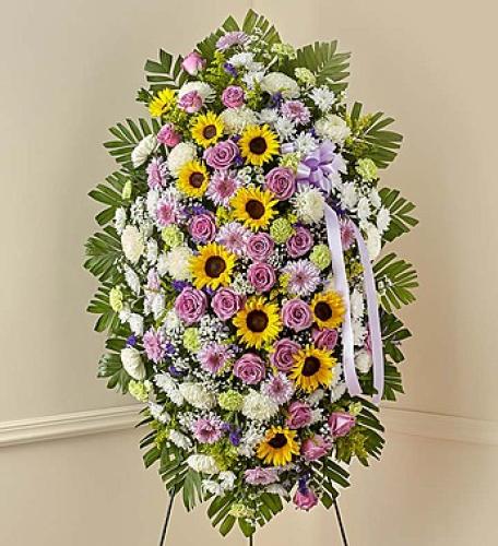 Sunflower and Rose Standing Spray arranged by a florist in Commack, NY ...