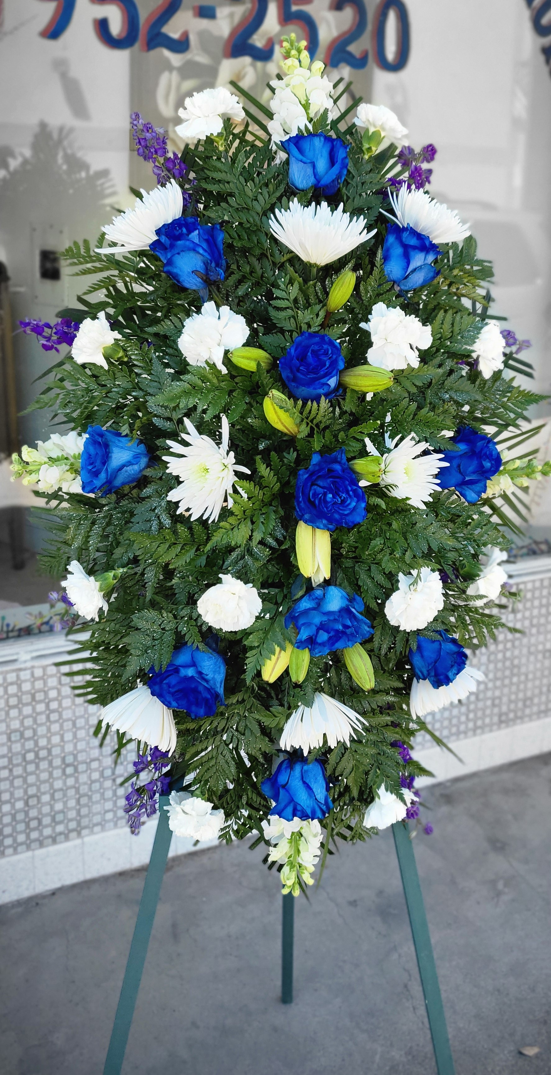 Blue Standing Flower Delivery San Bruno CA - San Bruno Flower Fashions