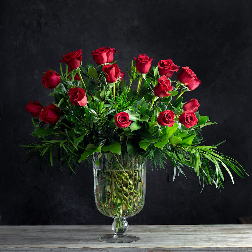 Three Dozen Ruby Red Rose | Royal Ruby Red Rose | Ivory Florist