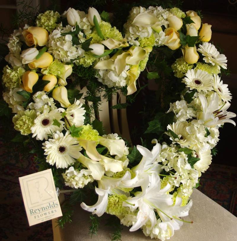 Mono-chroma Ivory Heart Wreath | Middleboro, MA Sympathy Florist | Same ...