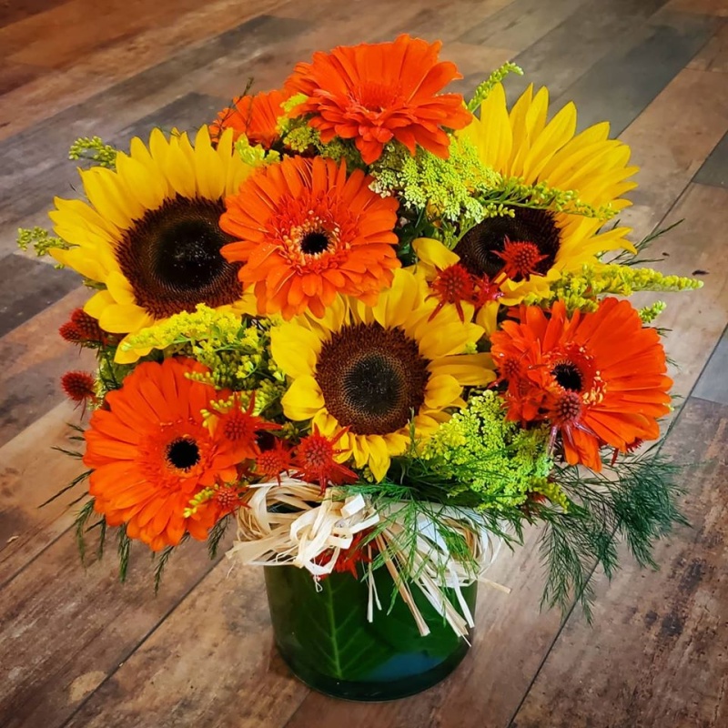 Sunflower Gerbera Sunshine Vase | Reynolds Flowers | Middleboro Florist ...