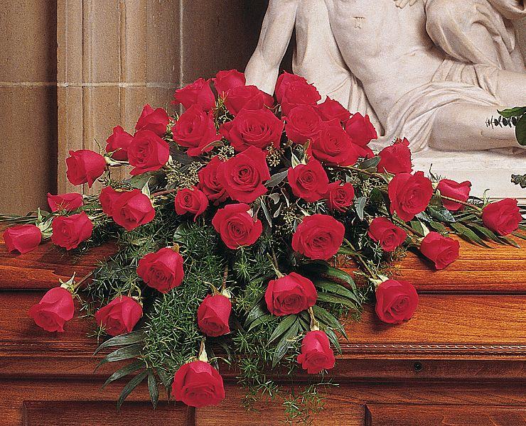 Red Roses Casket Cover | Middleboro MA Florist, Wine & Gift Shop | Same ...