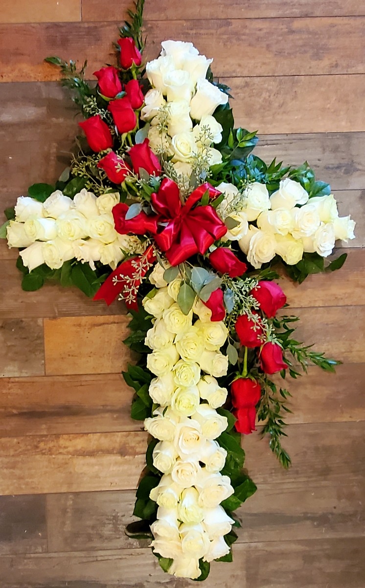 Large White Rose Cross | Middleboro and Taunton Florist | Same Day ...
