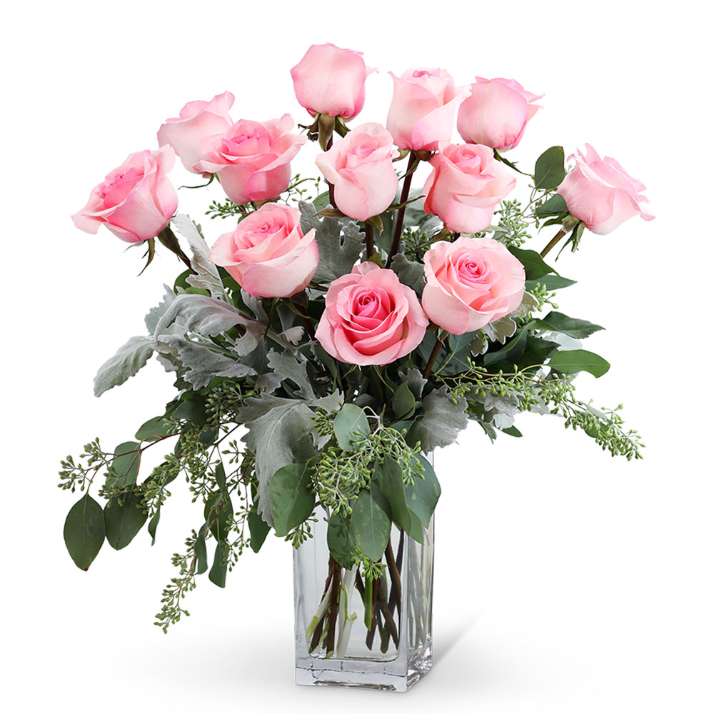 12 Pink Roses Bouquet