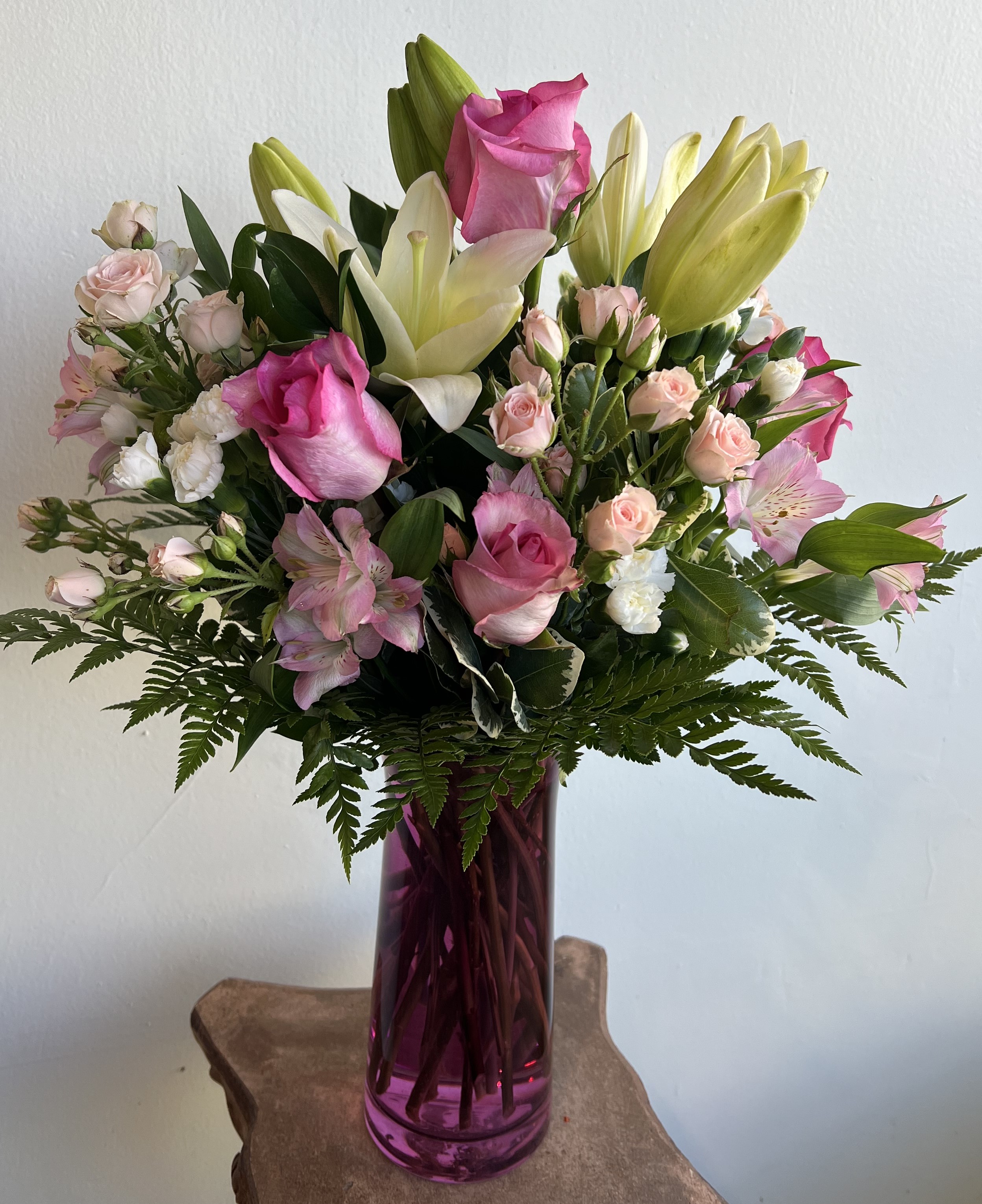 Tall Pink Vase Flower Delivery San Bruno CA - San Bruno Flower Fashions