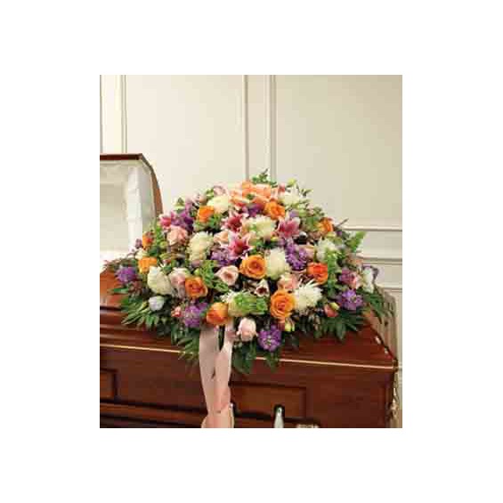 Multicolor Pastel Mixed Flower Half Casket Cover | Midland, TX
