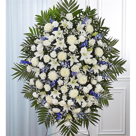 Blue & White Sympathy Standing Spray | Midland, TX