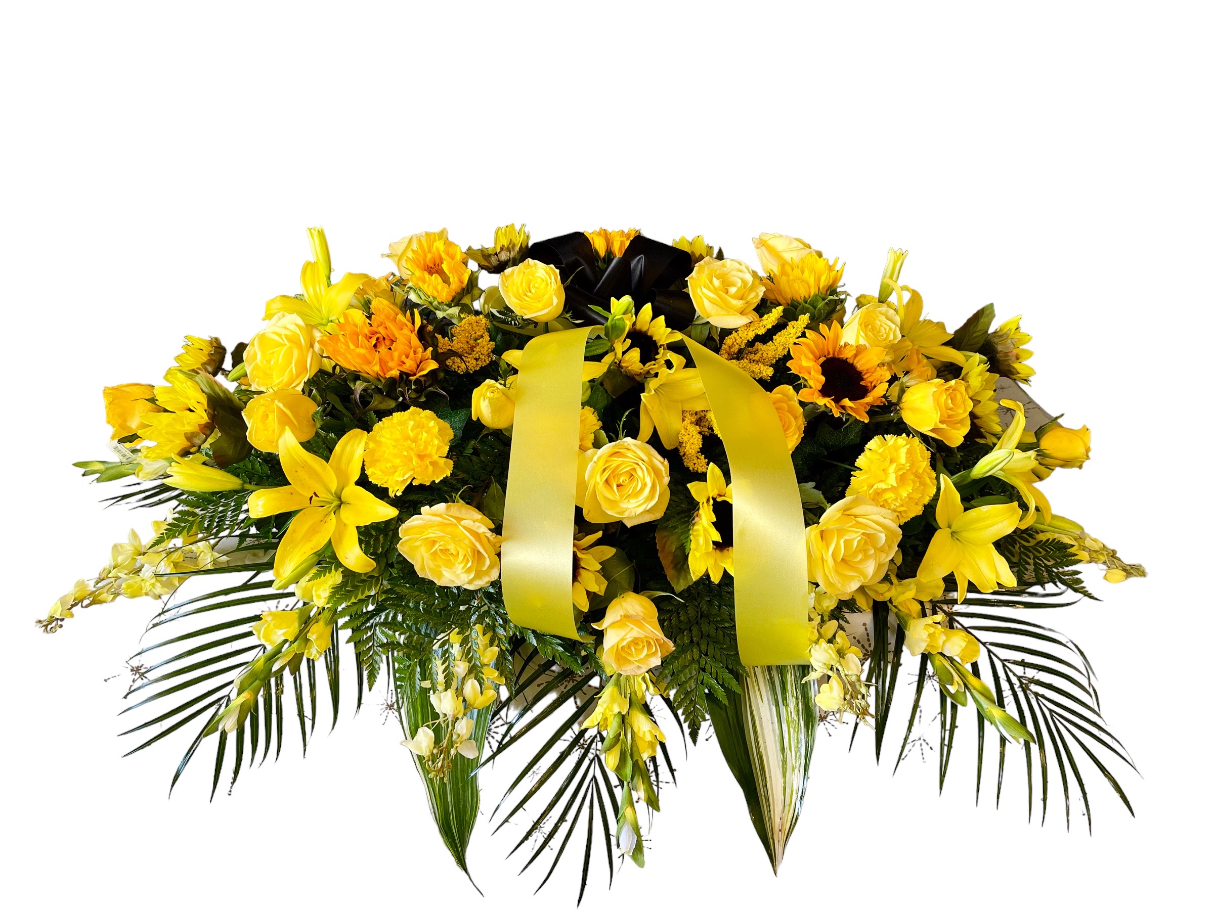Yellow Casket Spray Flower Delivery Gallup NM - The Blossom Shop