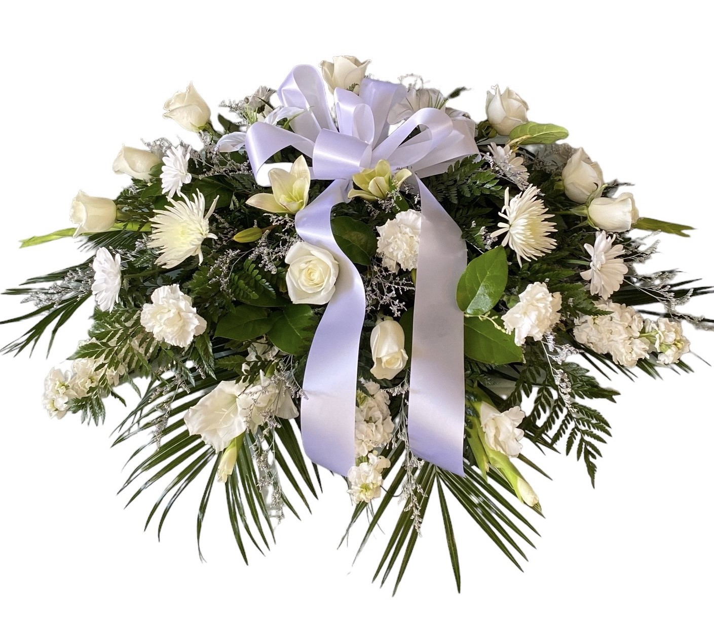 All White Casket Spray Flower Delivery Gallup NM - The Blossom Shop
