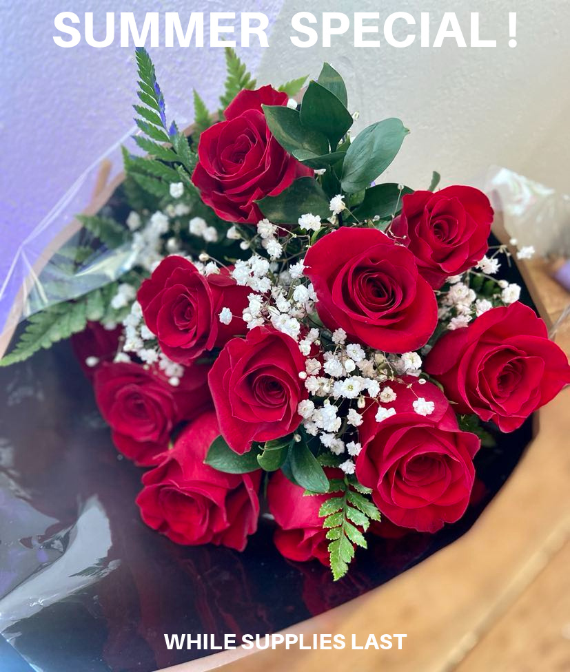 1 Dozen Wrapped Red Roses Flower Delivery Round Rock Texas - Floral ...