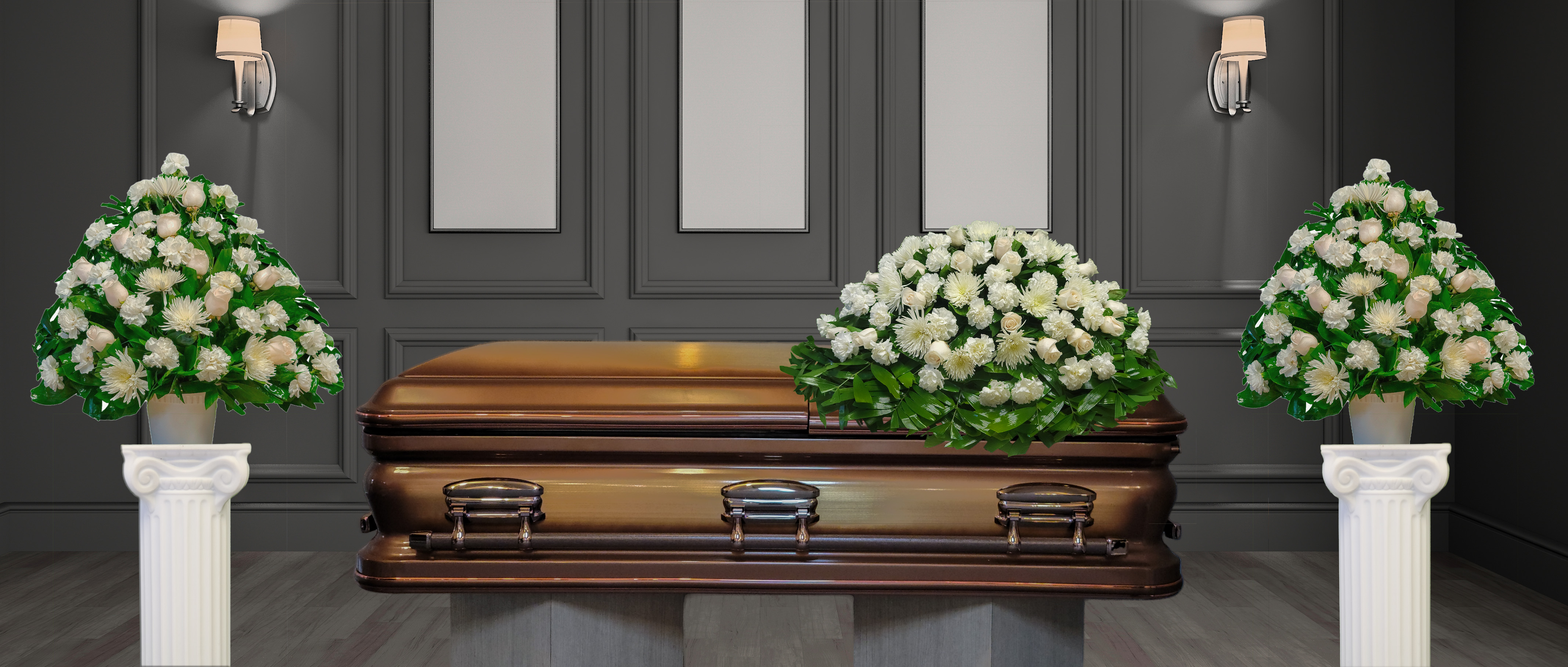 SC-17 Set funeral de rosas, claveles y spiders Bella Flor Inc