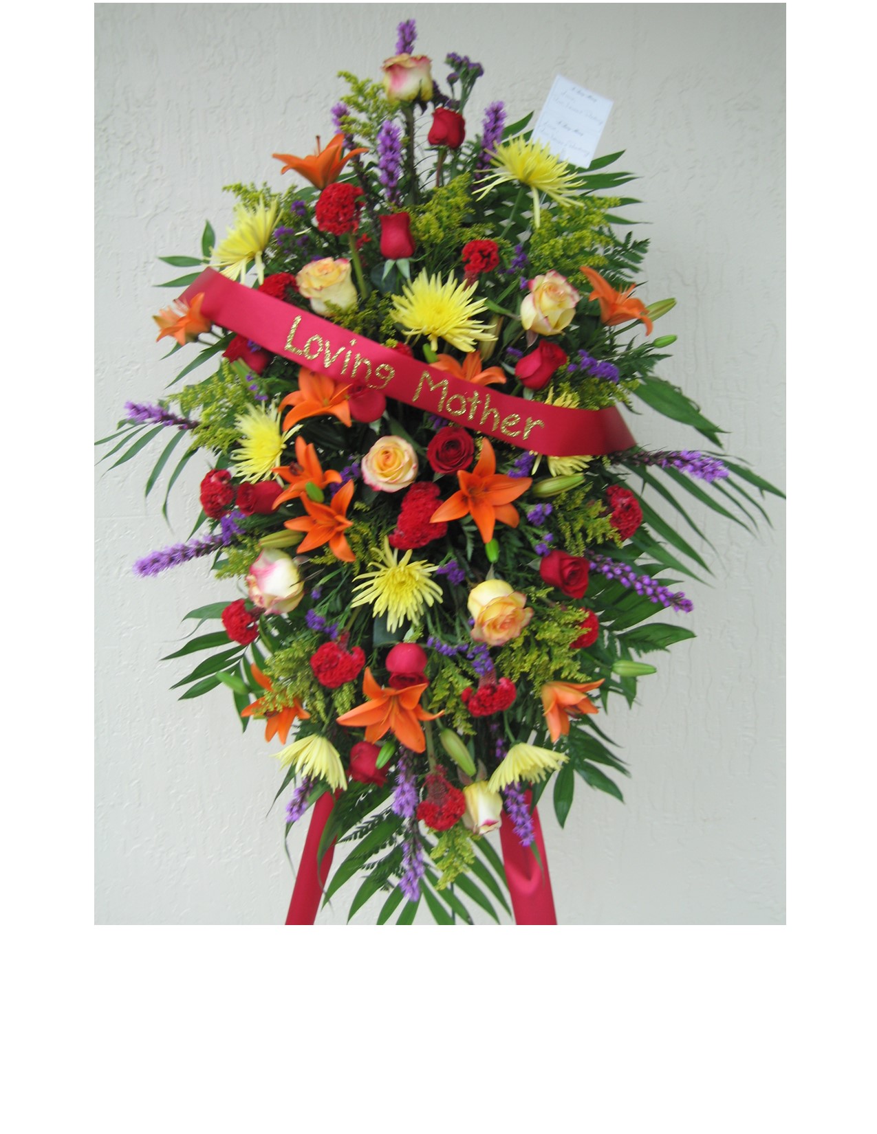 Multicolored Bright Sympathy Standing Spray Flower Delivery Coral ...