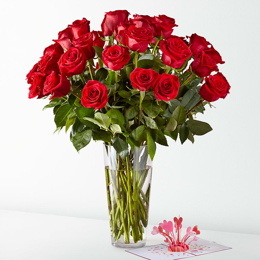 Long Stem Red Rose Bouquet & Lovepop® Pop-Up Card – Chattanooga Florist