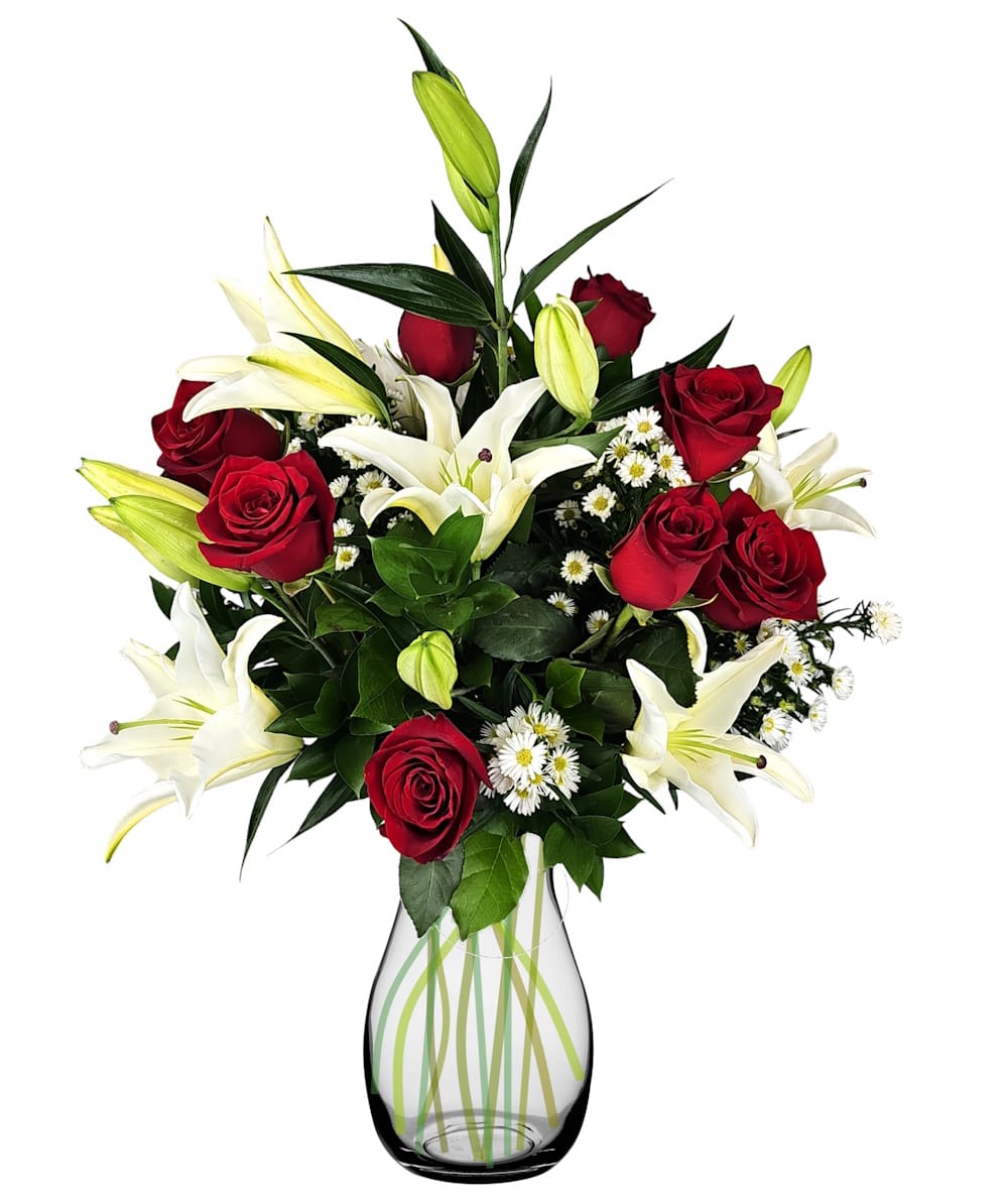 Classic Red Roses & White Lilies Bouquet | Colorado Springs Florist