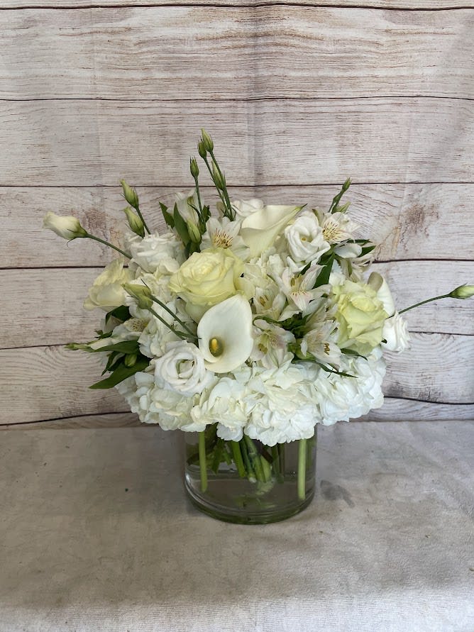 White & Green Low Flower Delivery Newport RI - The Waters Edge Flowers