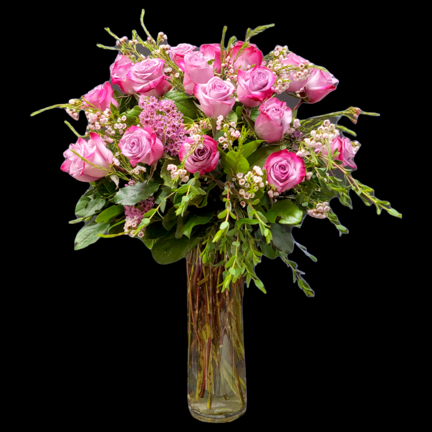 LAVENDER ROSES IN CLEAR VASE Flower Delivery Las Vegas NV - Vegas Rose ...