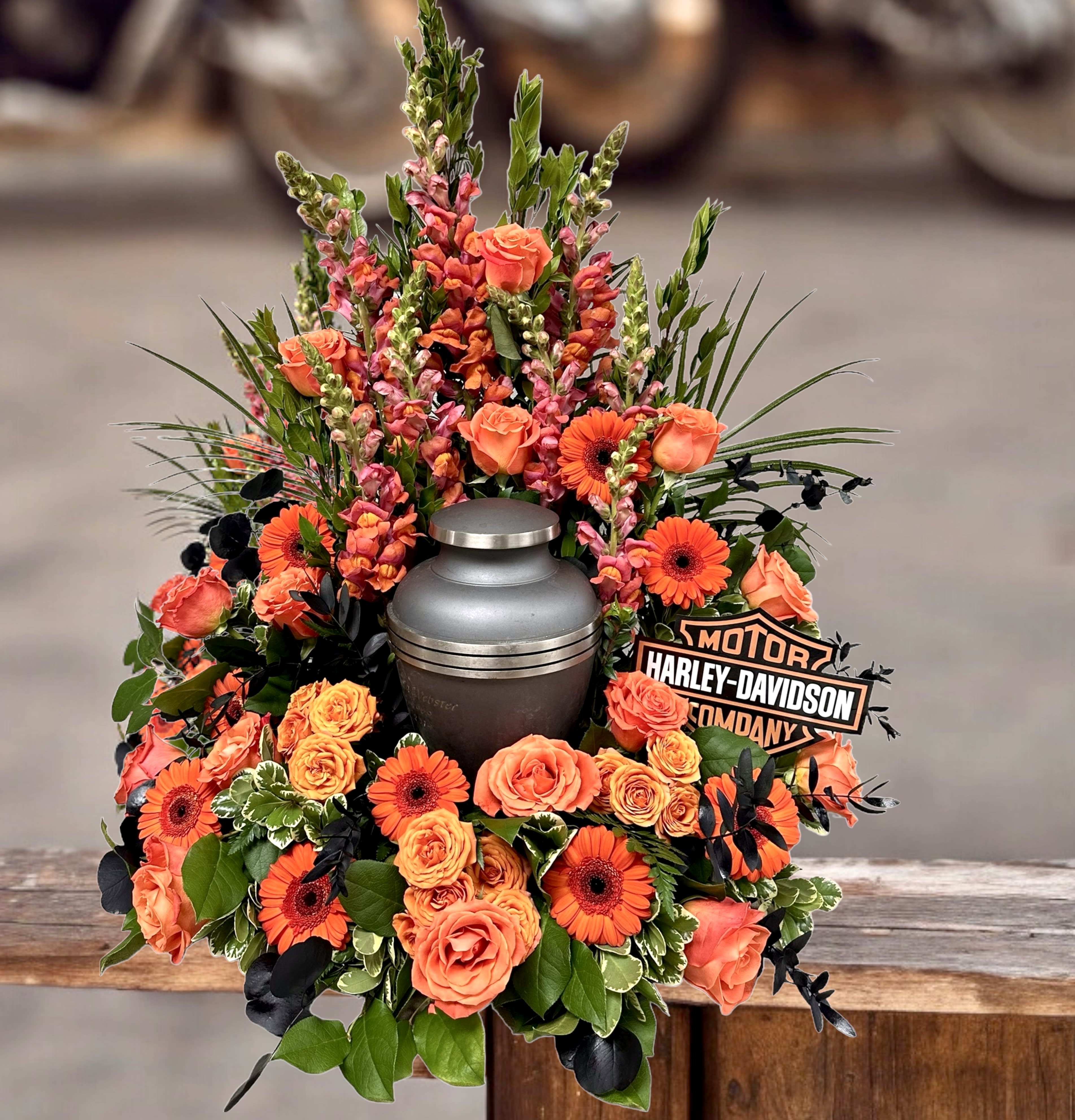 Harley Davidson Flower Arrangements Motorcycle Tribute, Funeral