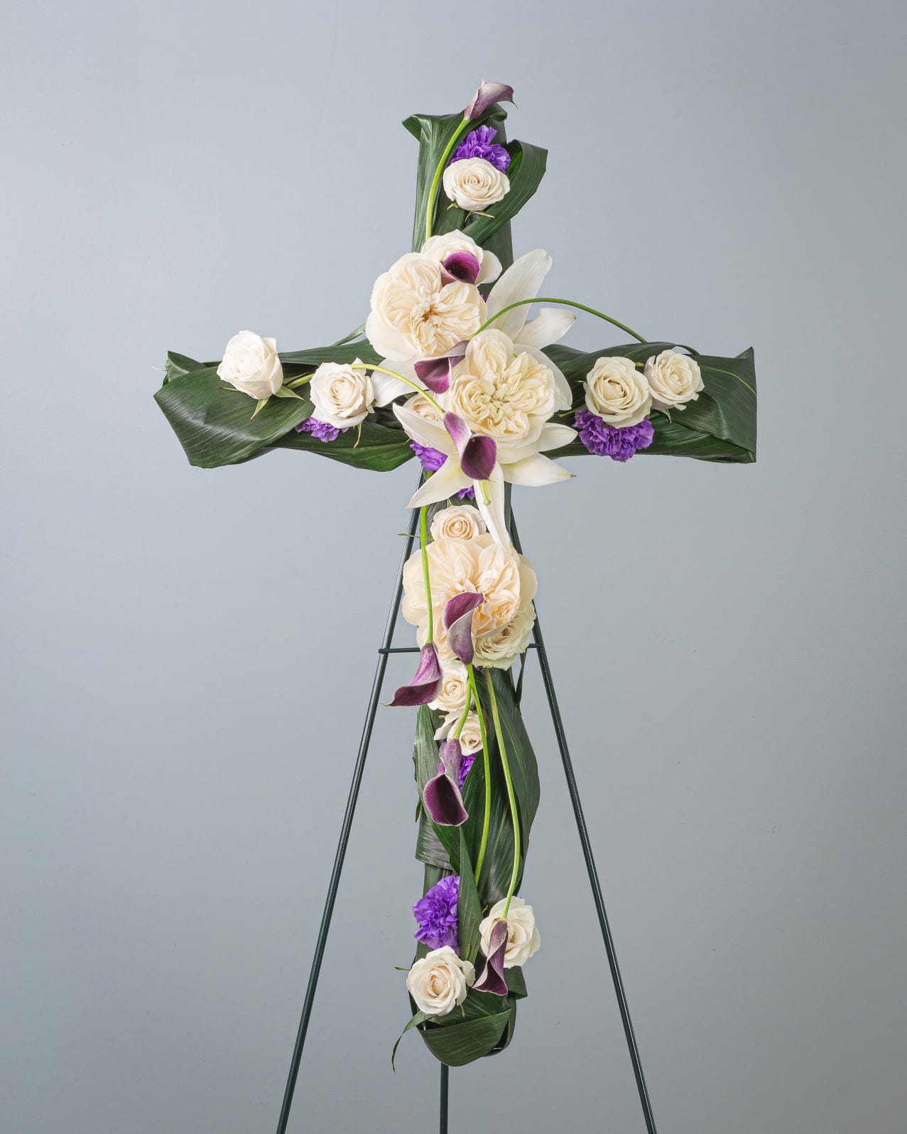 Lavender Serenity Standing Cross Spray | Ivory Florist | Standing Spray ...