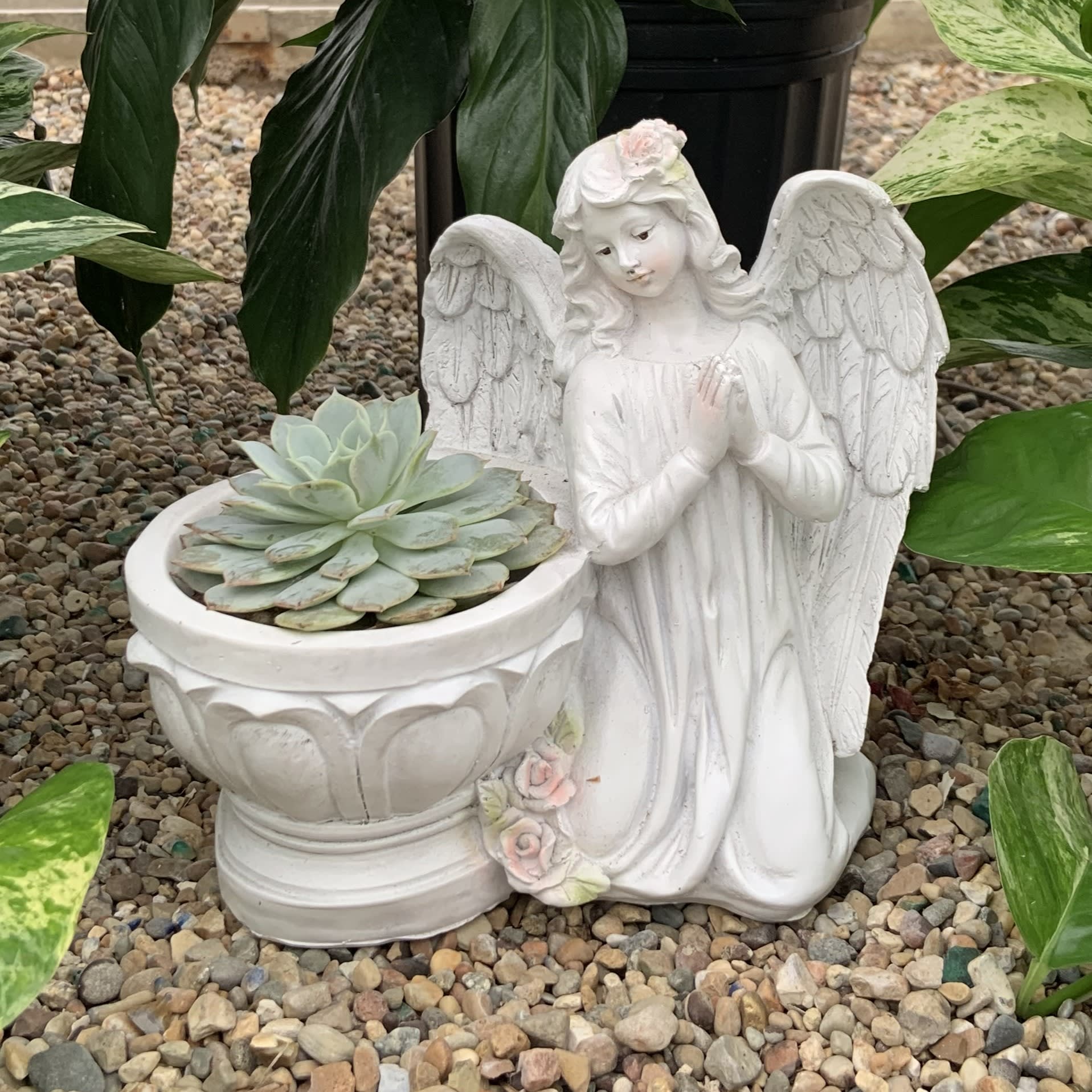 Angel Planter Flower Delivery Highland IL - The Greenhouse Florist ...