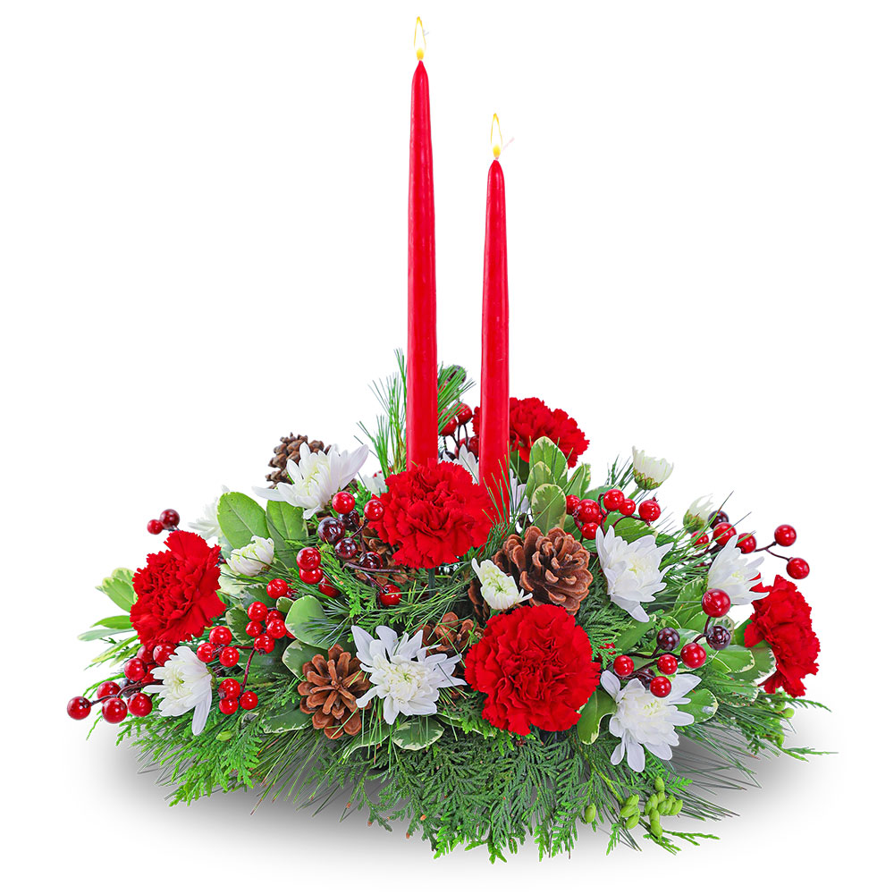 Holly Jolly Centerpiece Flower Delivery Marquette MI - Lutey’s Flower Shop