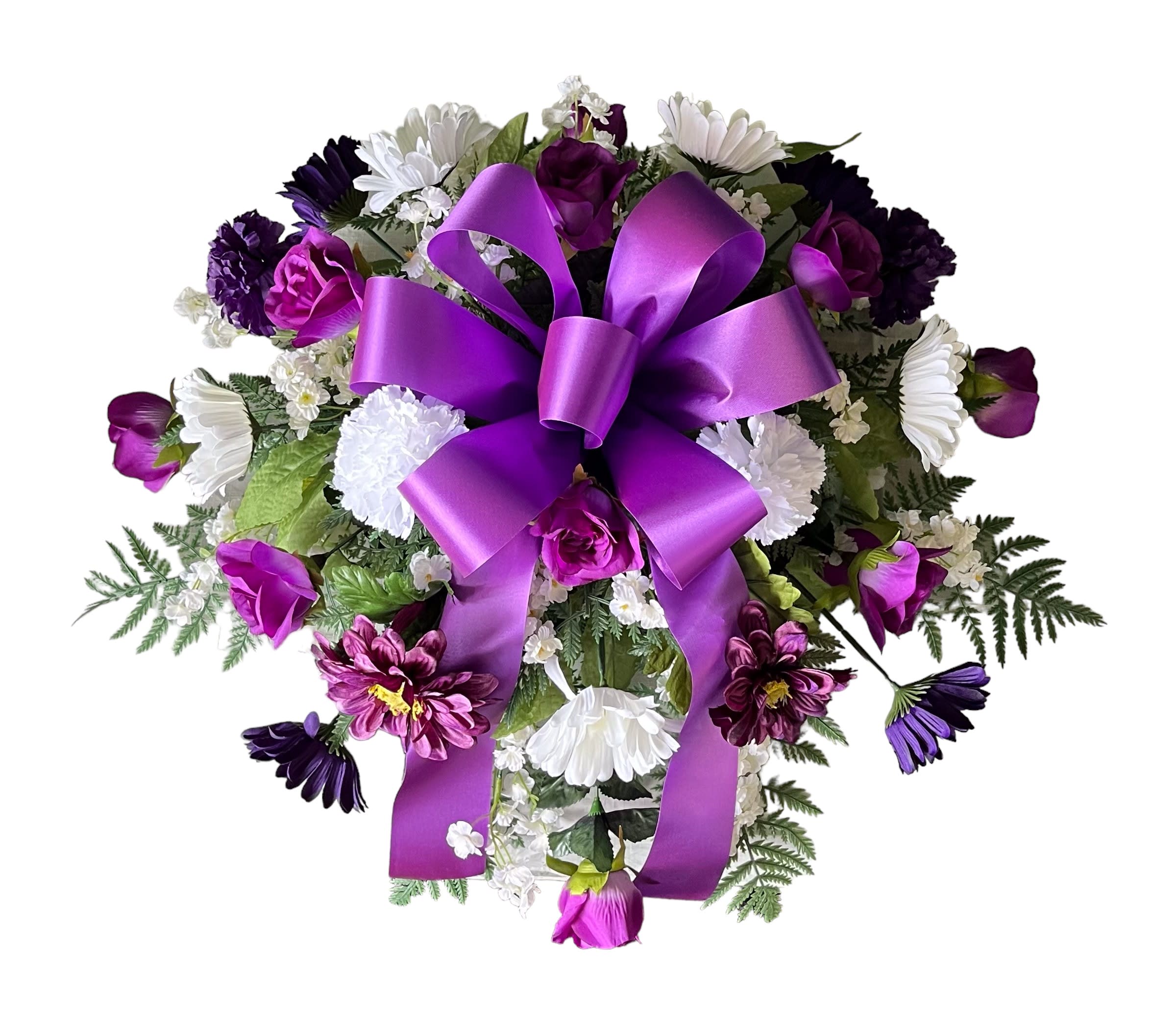 SILK - Purple and White Casket Spray Flower Delivery Gallup NM - The ...