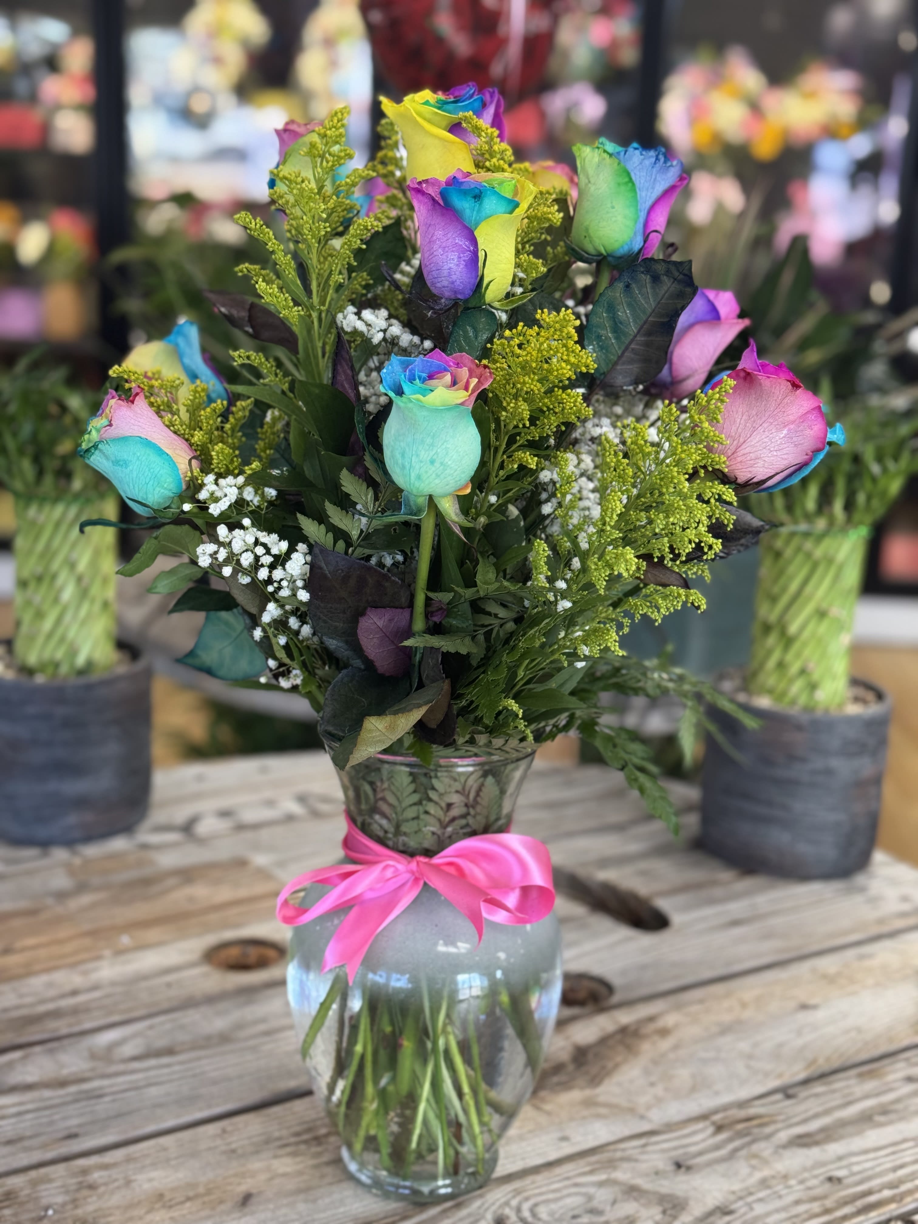Rainbow Dozen Vase Flower Delivery Bentonville AR - Flowerama of NWA