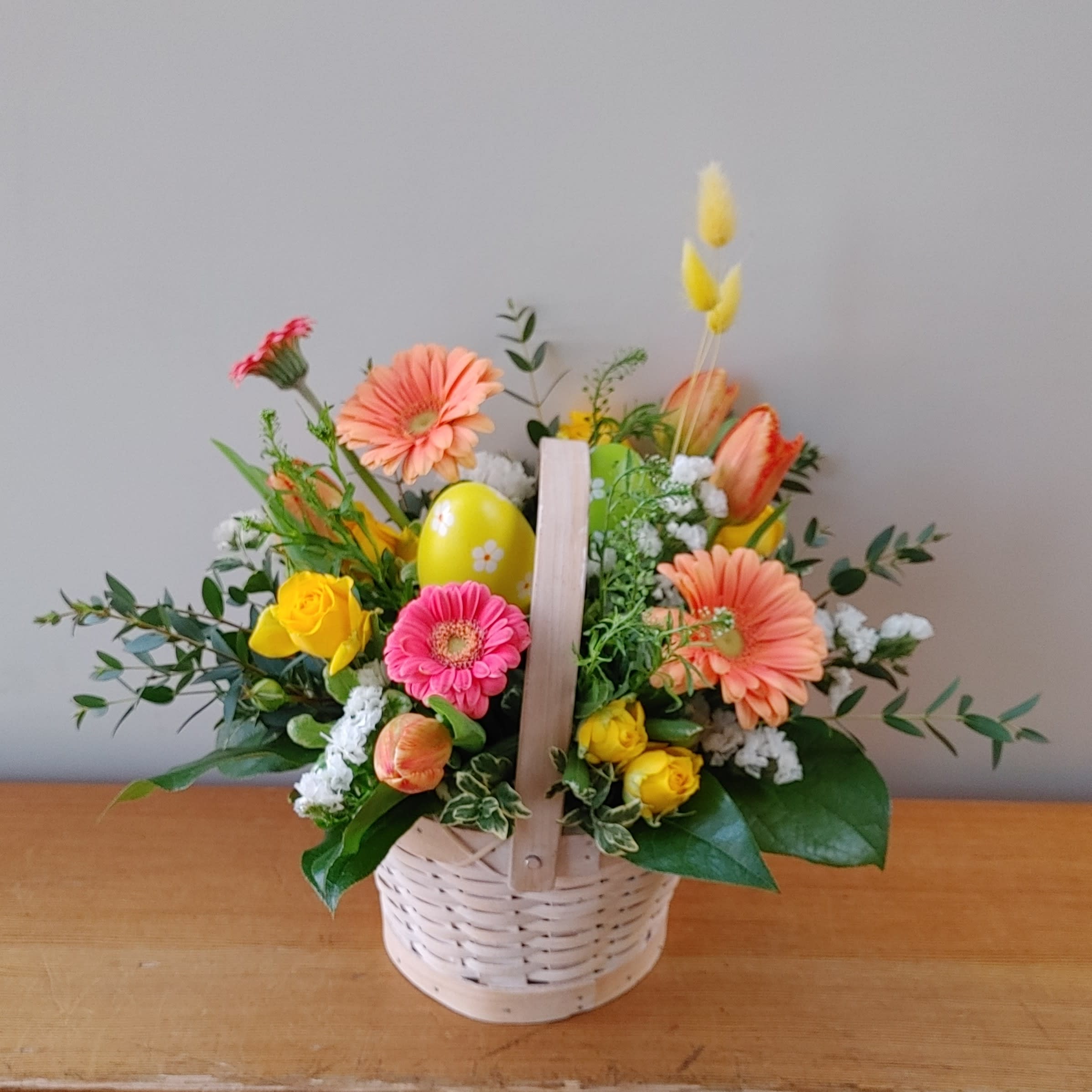 Bright Easter Basket Flower Delivery Victoria BC - Poppies Floral Art