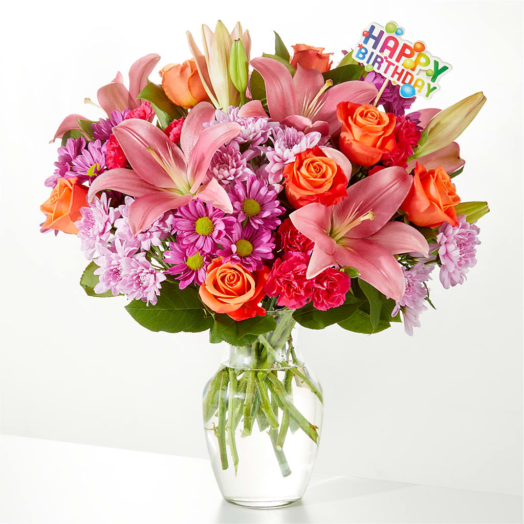 One and Only Bouquet & Happy Birthday Topper–Athens Flowers & Designs Inc