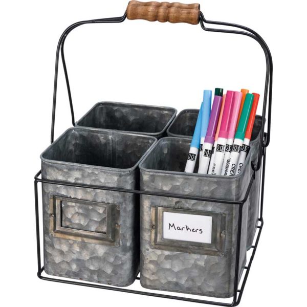 Caddy - Four Cup Galvanized - Saxons Flowers & Gifts