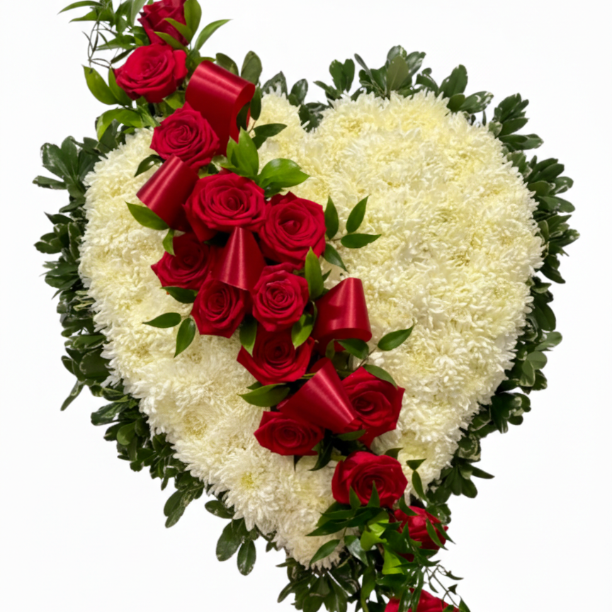 Forever Missing You Heart Standing Spray | Funeral Flowers NJ