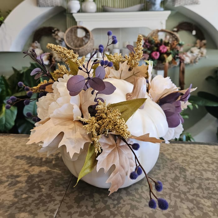 White Pumpkin Arrangement Flower Delivery Mobile AL - Cleveland the Florist
