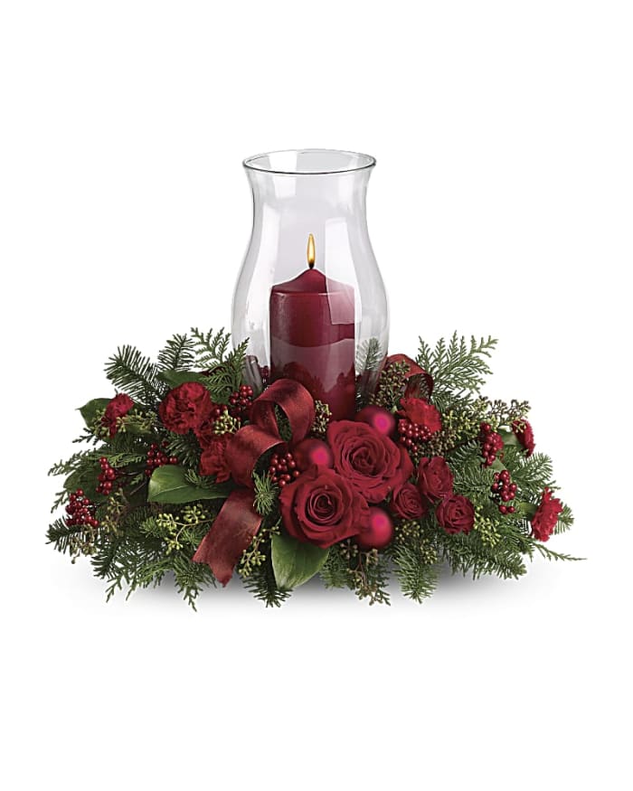 Holiday Glow Centerpiece Flower Arrangement - Teleflora