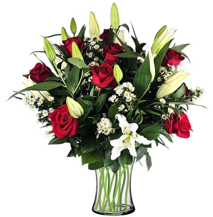 Classic Red Roses & White Lilies Bouquet | Colorado Springs Florist