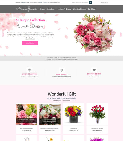 Florist Website Design Template For Retail Flower Shop | Hana Florist POS