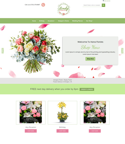 Florist Website Design Template For Retail Flower Shop | Hana Florist POS