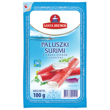 SANTA BREMOR Paluszki Surimi o smaku Krabowym klasyczne 100 g - Frisco.pl