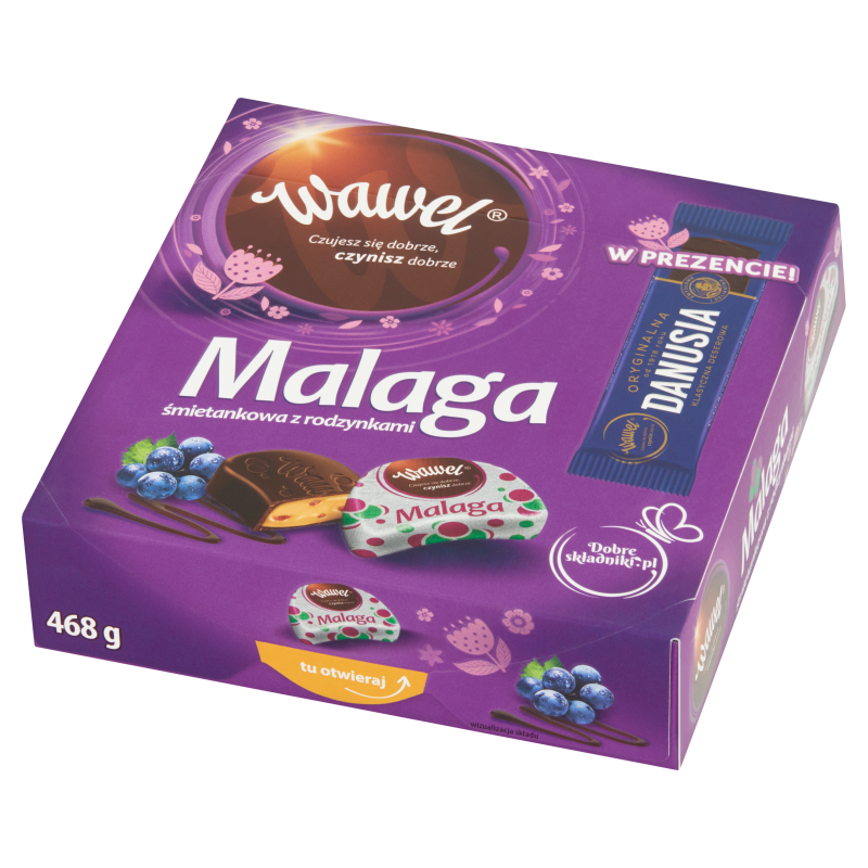 WAWEL Malaga śmietankowa z rodzynkami 430g + baton Danusia GRATIS 468 g ...