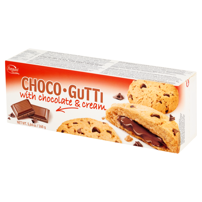 CHOCO GUTTI Ciasteczka z kawałkami czekolady i kremem czekoladowym 160 ...