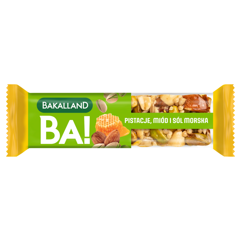 BAKALLAND BA! Baton pistacjowy z miodem i solą morską 30 g - Frisco.pl