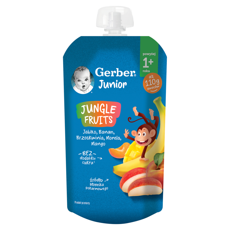 GERBER JUNIOR Jungle Fruits Deserek jabłko banan brzoskwinia morela ...