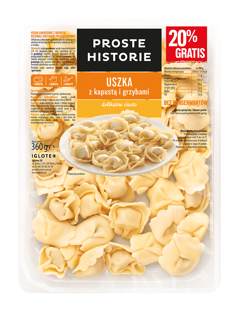 PROSTE HISTORIE Uszka fresh z kapustą i grzybami 360 g - Frisco.pl