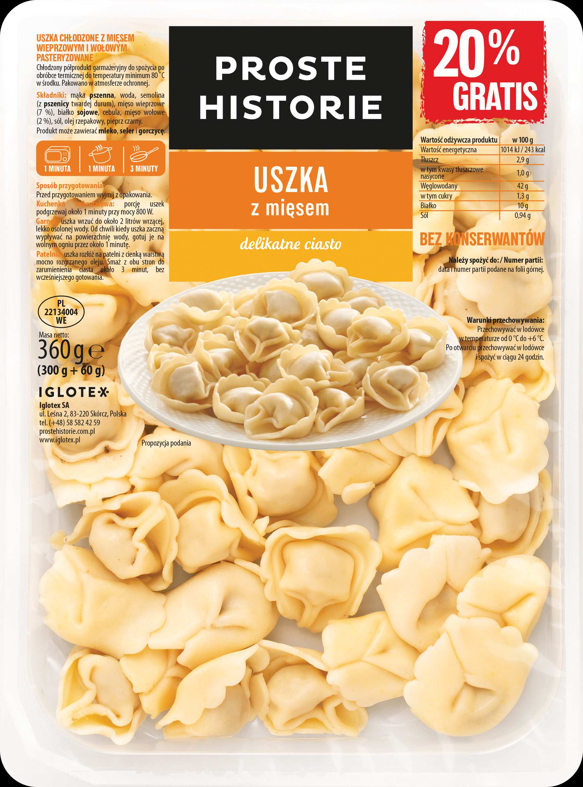 PROSTE HISTORIE Uszka fresh z mięsem 360 g - Frisco.pl