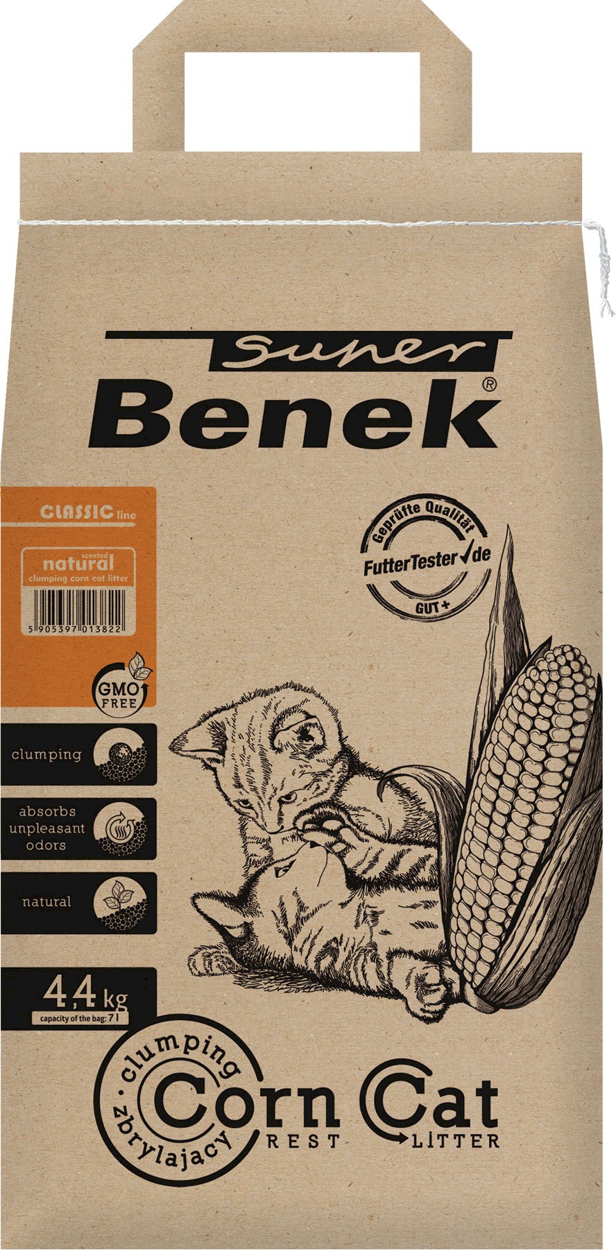 SUPER BENEK Corn Cat Żwirek kukurydziany 7l/ 4,4 kg 7 l - Frisco.pl